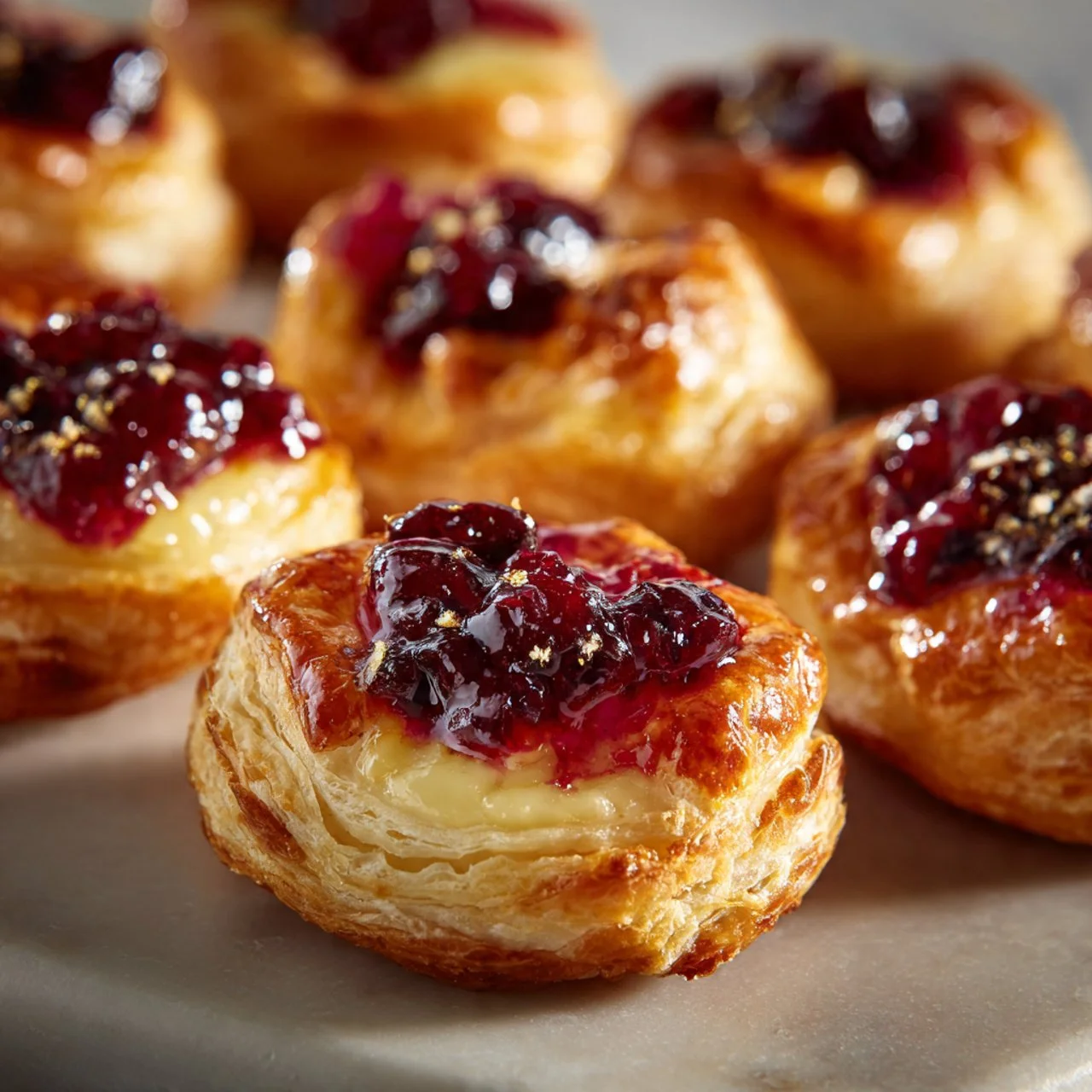 Mini Cranberry Brie Bites with Puff Pastry